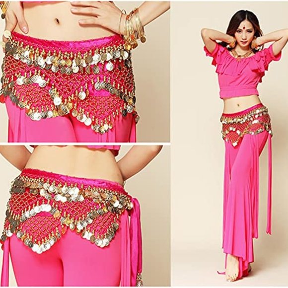 Wuchieal | Accessories | Womens Bellydance Hip Scarf With Gold Coins ...